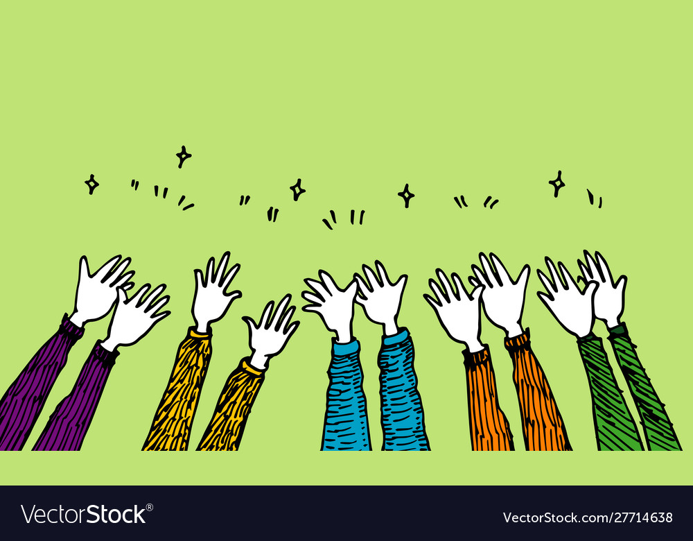 Doodle hands uphands clapping applause Royalty Free Vector