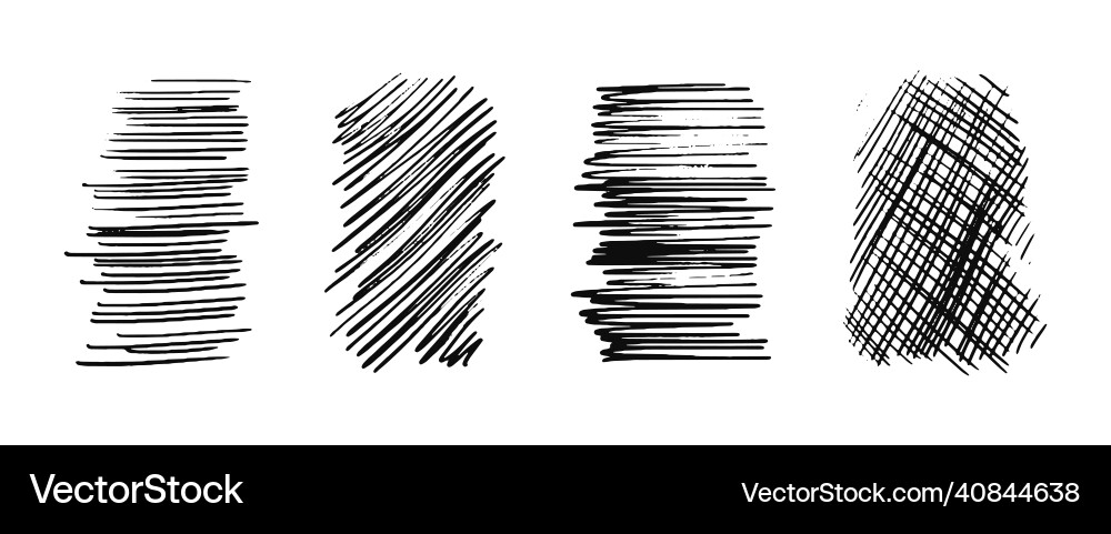 Drawn hatching lines a set of hand hatched Vector Image