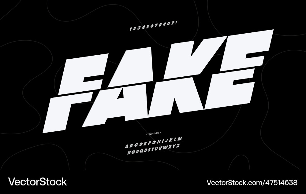 Fake font bold style white color Royalty Free Vector Image