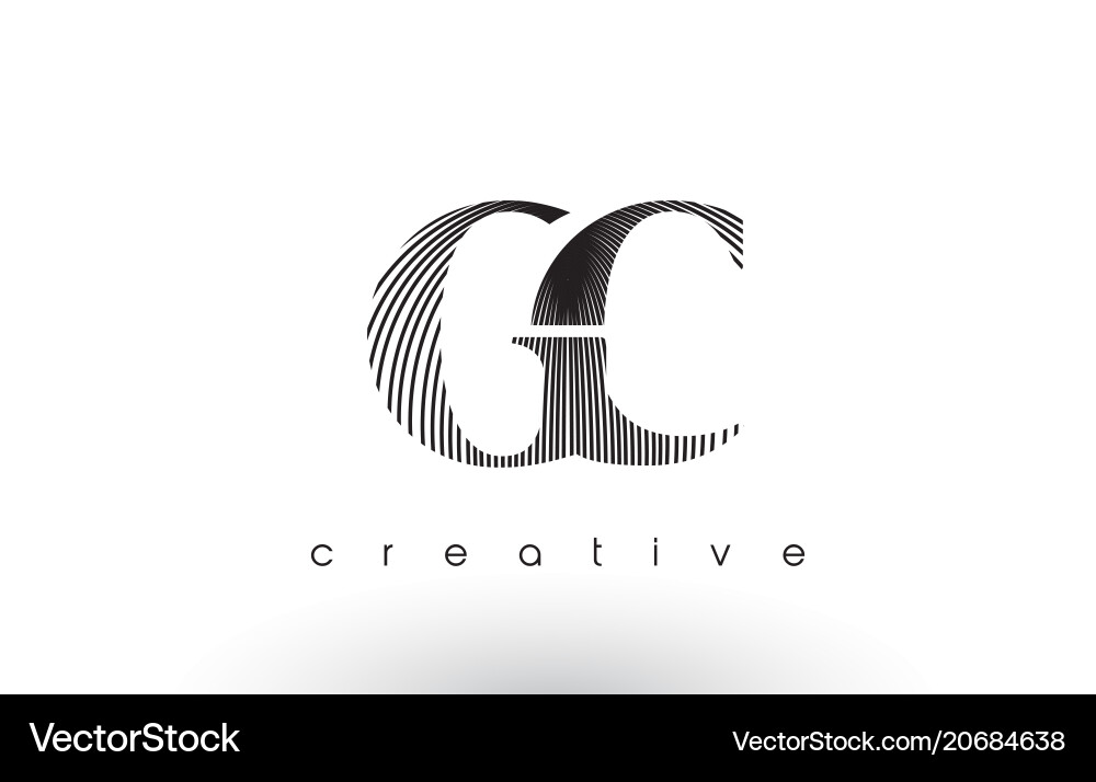 Gc logo design with multiple lines and black and Vector Image