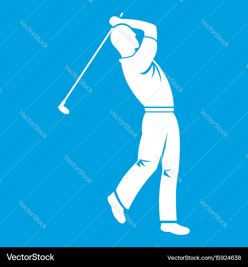 Golf player icon white Royalty Free Vector Image