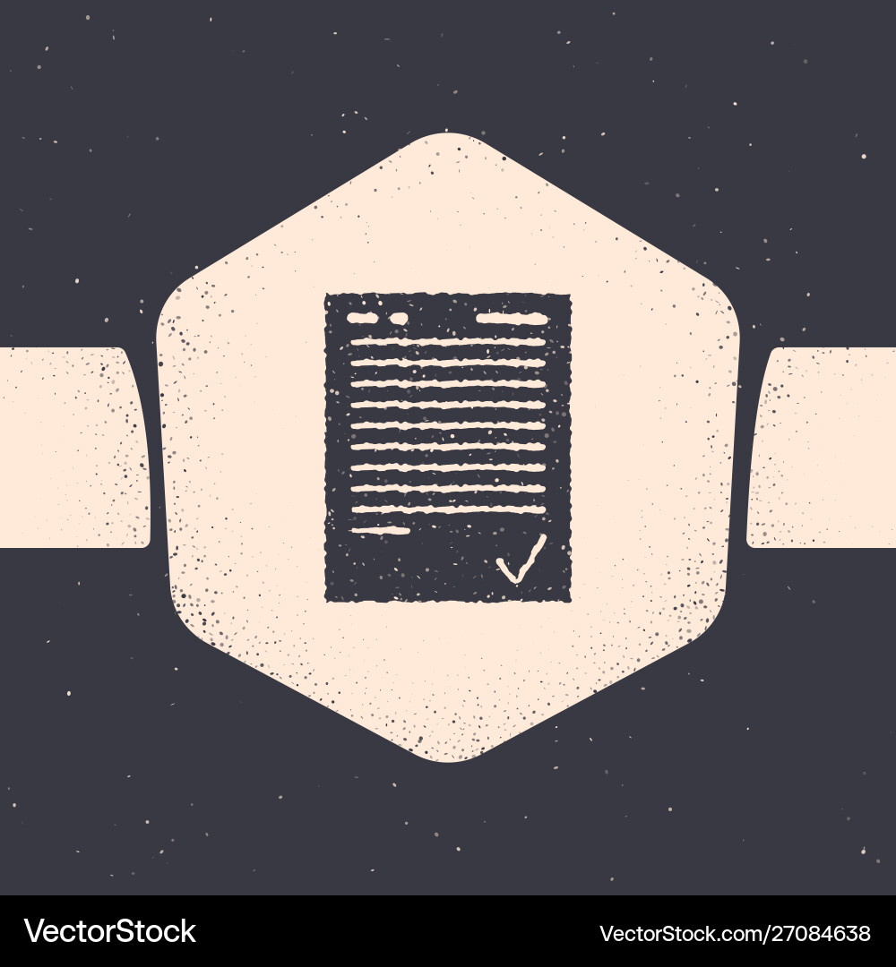 Grunge exam sheet with check mark icon isolated Vector Image