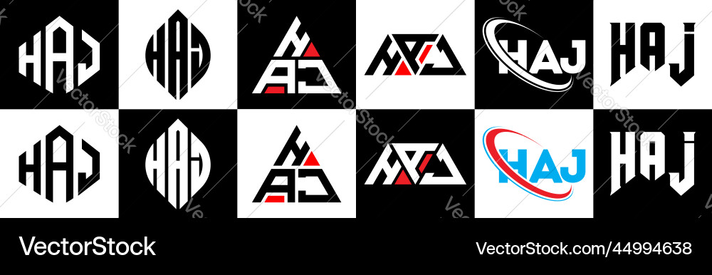 Haj letter logo design in six style polygon Vector Image
