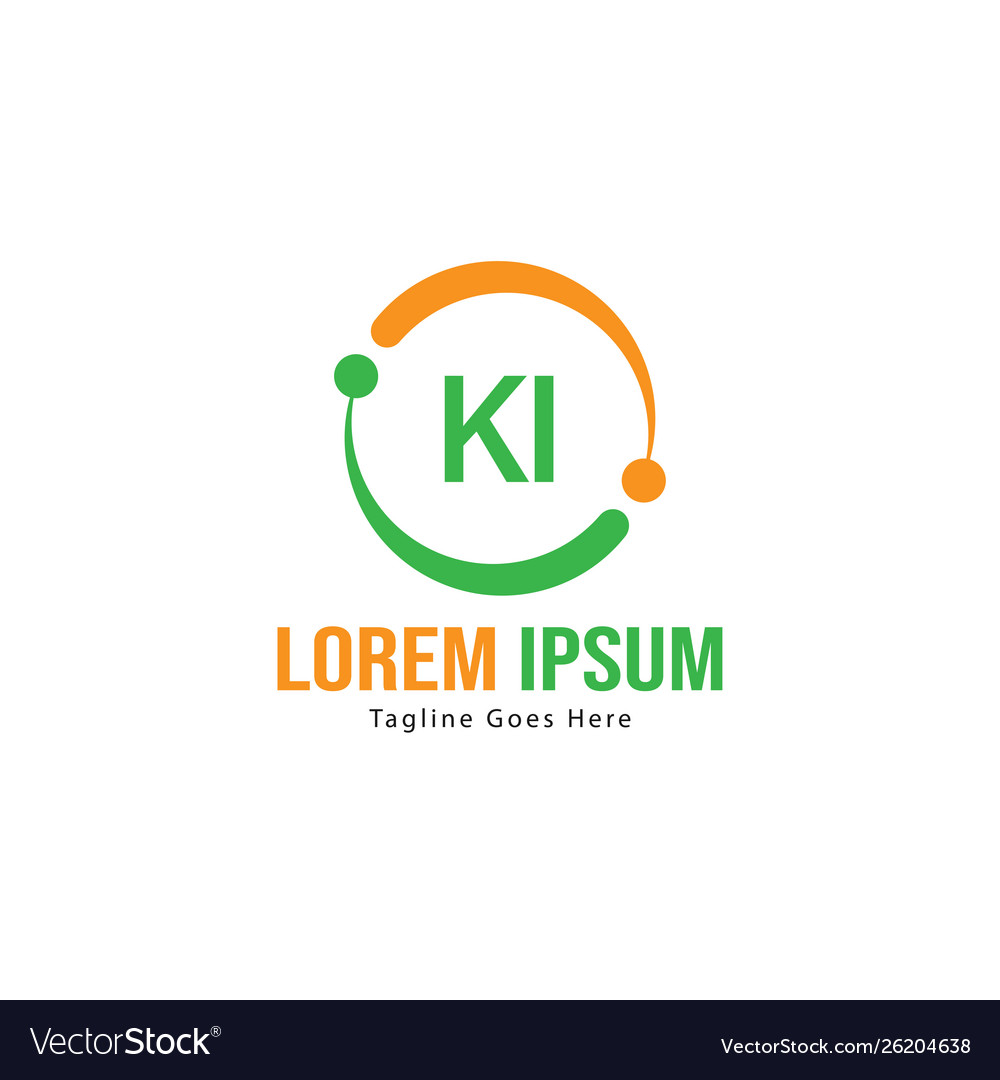 Initial ki logo template with modern frame Vector Image