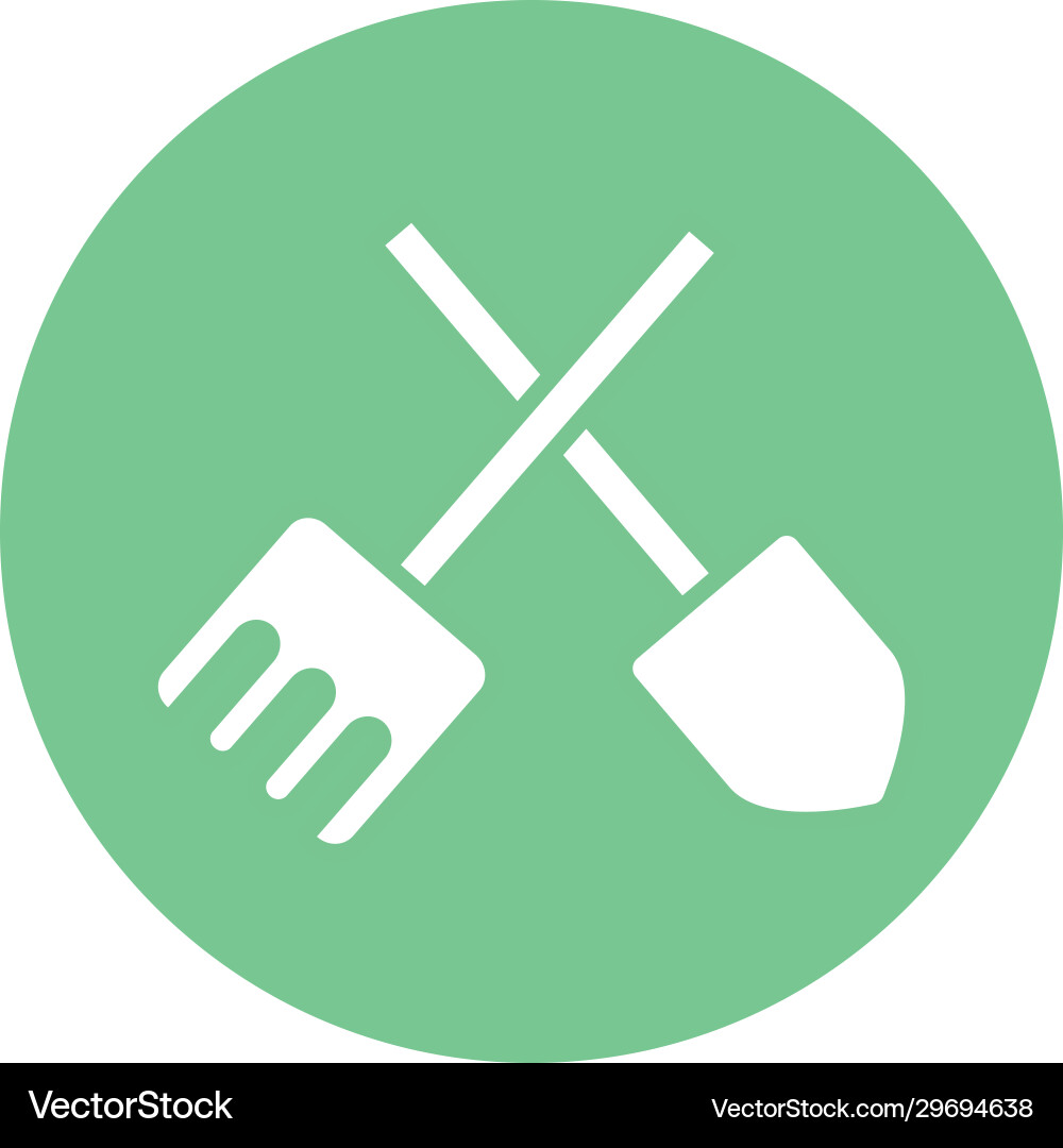 Isolated shovel and rake tool silhouette block Vector Image
