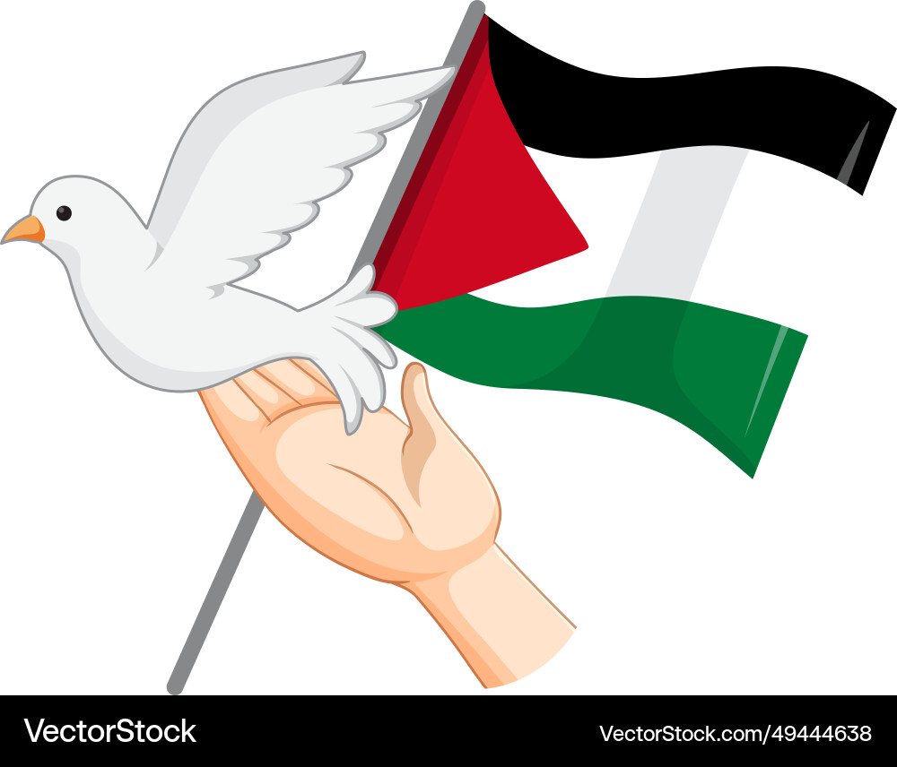 Palestine flag white bird symbolizing peace Vector Image