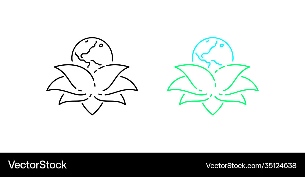 Planet earth inside lotus flower petals Royalty Free Vector