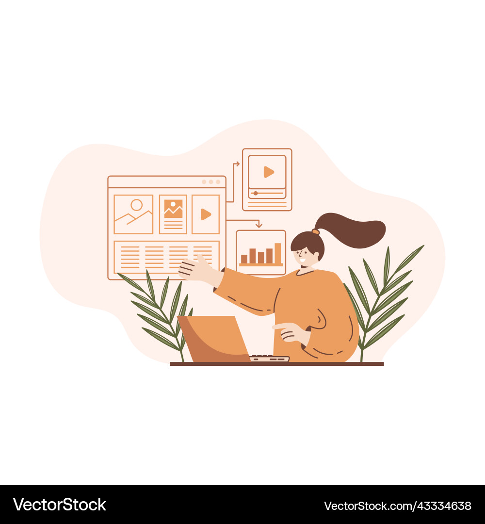 Programmer working on web development software Vector Image