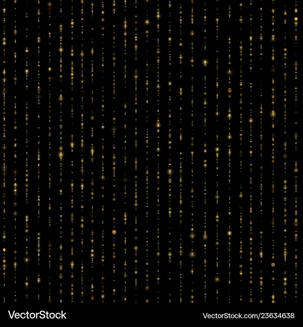 Seamless unique gold rain bokeh on black Vector Image