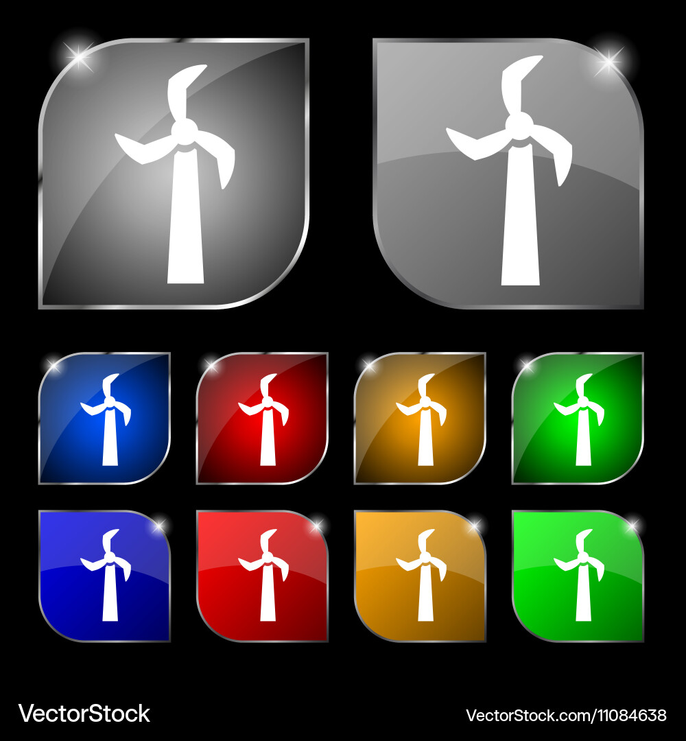 Windmill icon sign set ten colorful buttons Vector Image