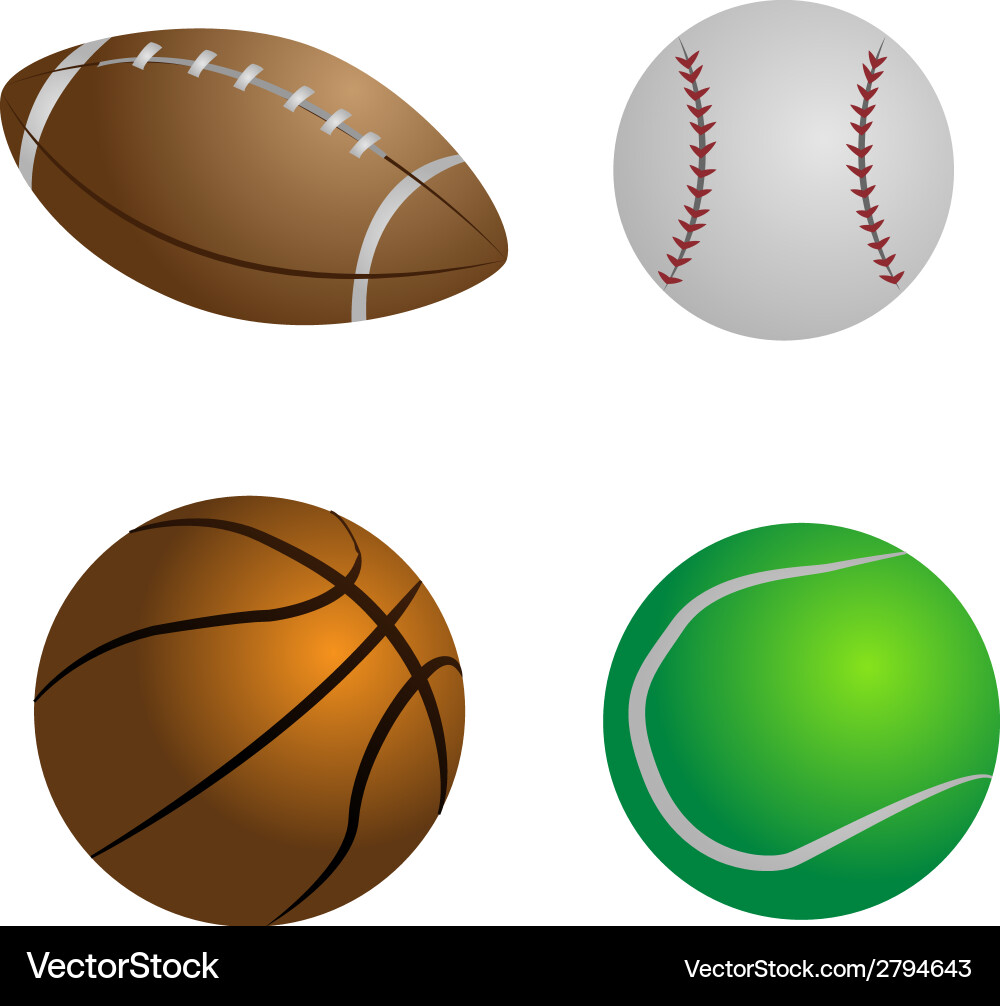 A set four different sports ball on white Vector Image