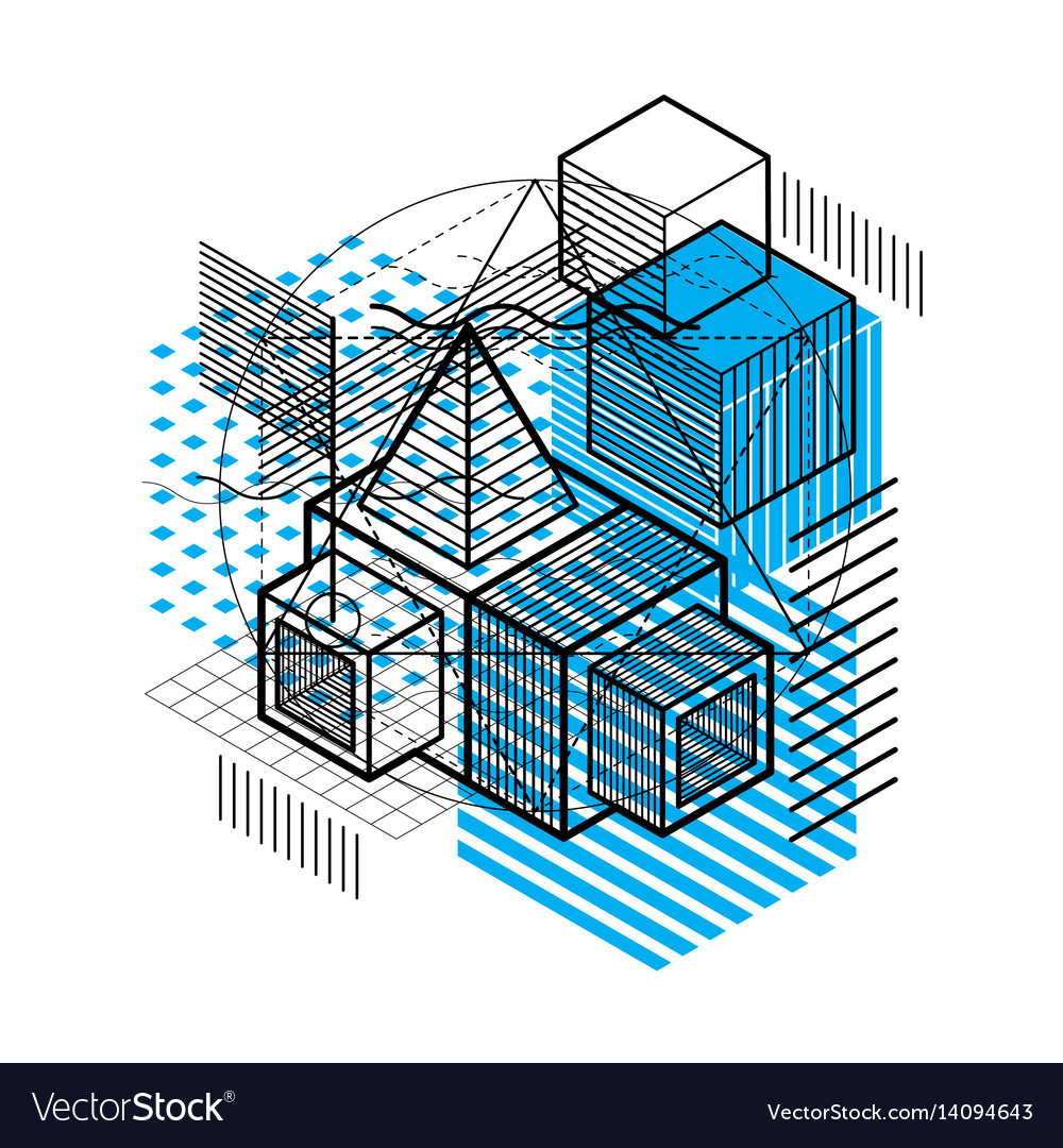 Abstract Background With Isometric Lines Vector Image