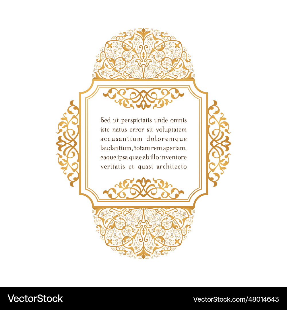 Eastern gold vintage square frame islamic golden Vector Image