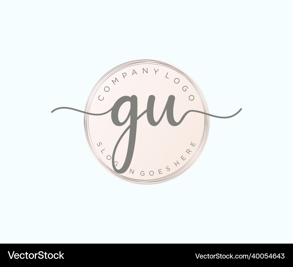 Initial gu feminine logo usable for nature salon Vector Image