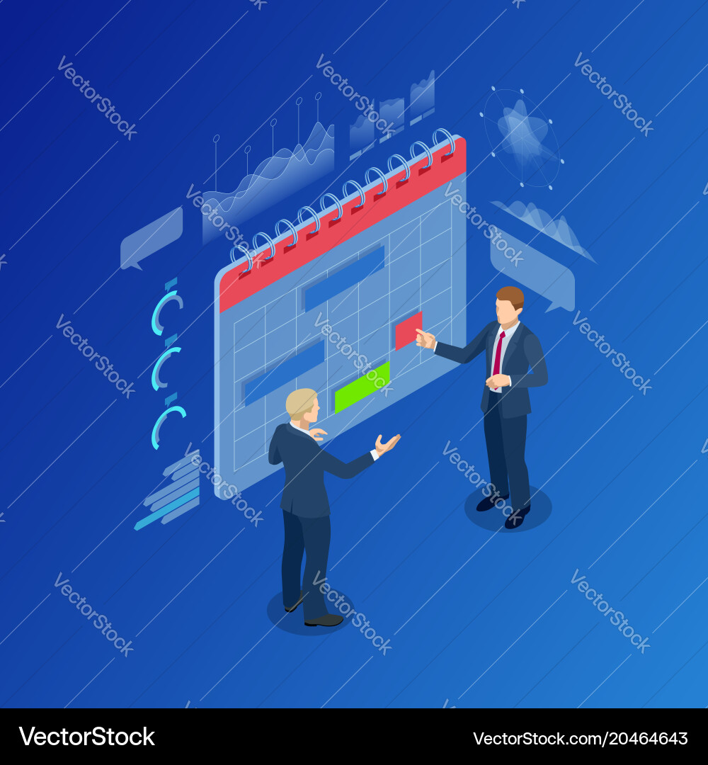 Isometric modern people planning business strategy