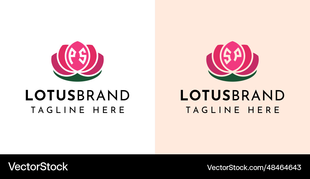 Letter ps and sp lotus logo set suitable Vector Image
