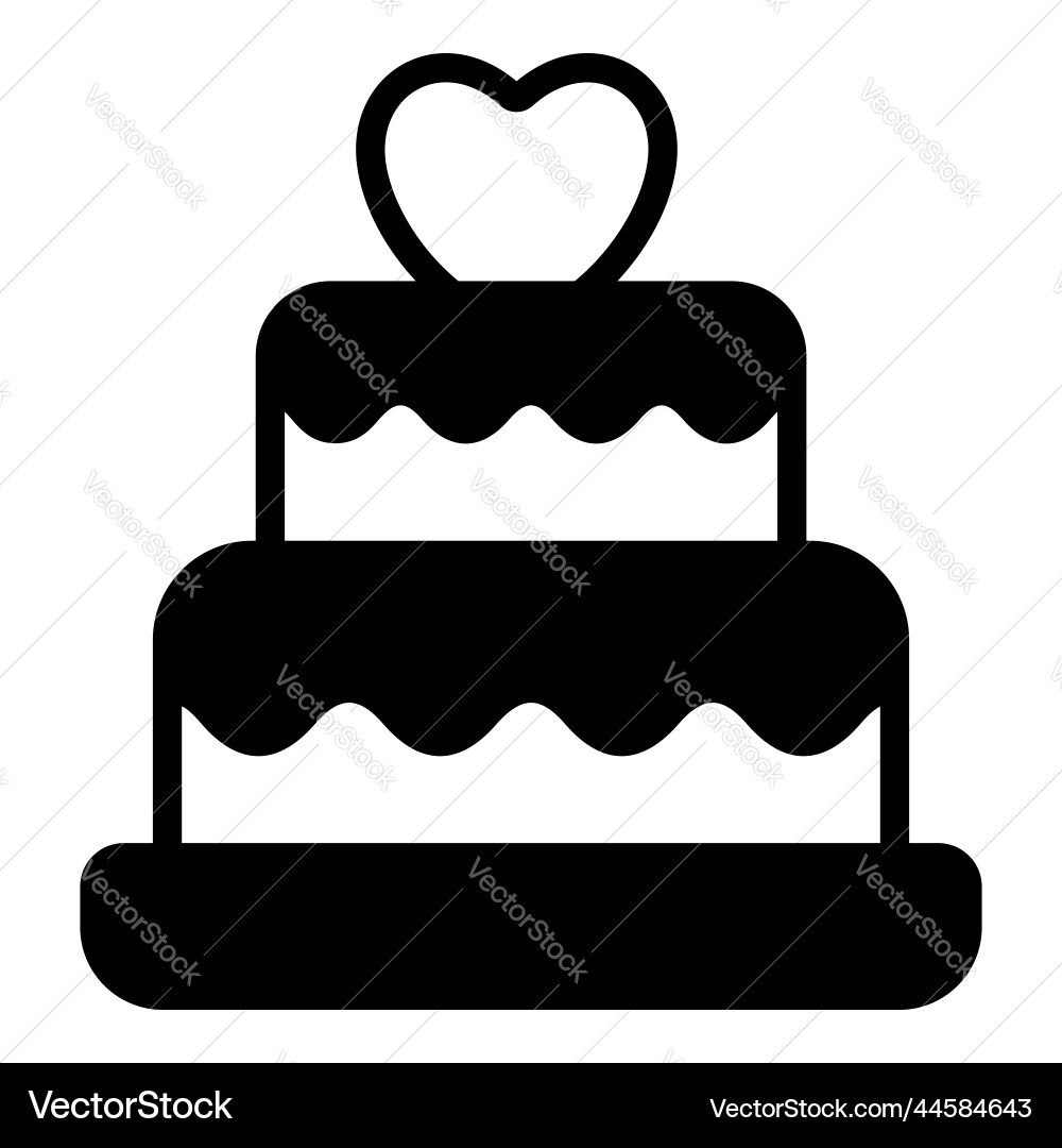 Love cake food black icon Royalty Free Vector Image