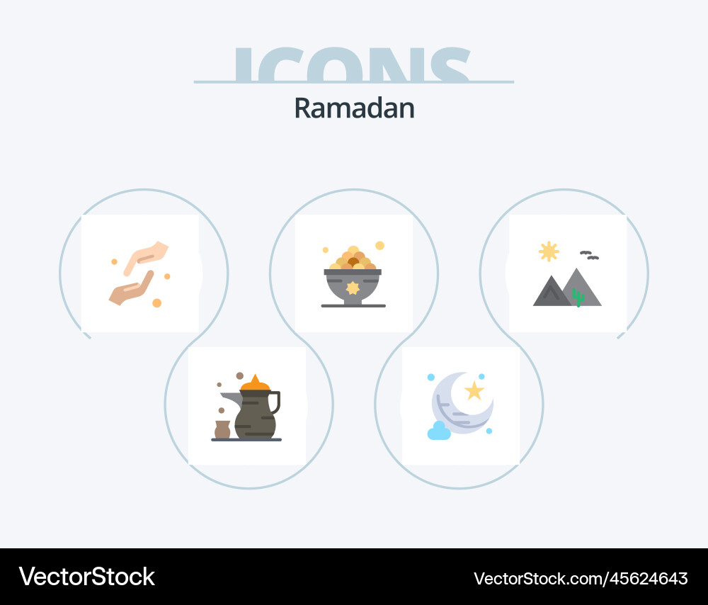 Ramadan flat icon pack 5 icon design meal iftar Vector Image
