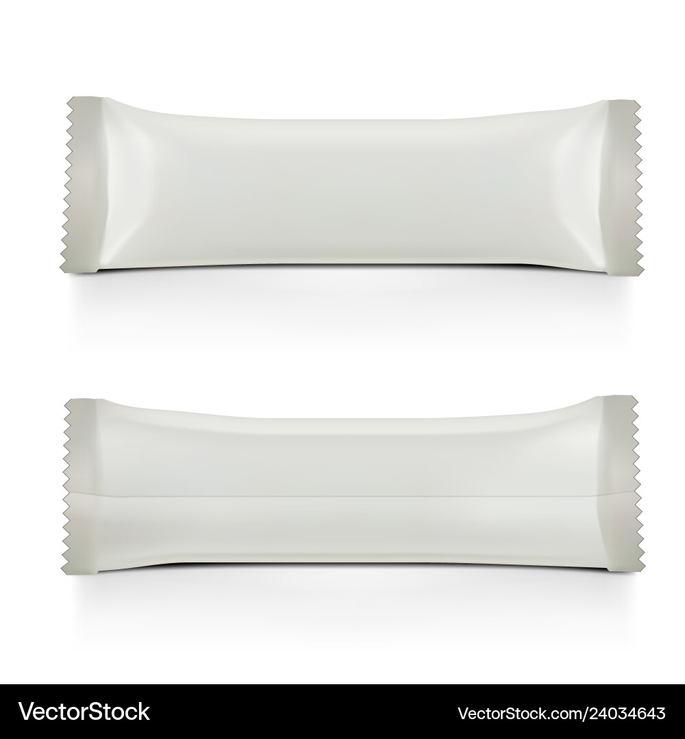 Realistic white chocolate pack front and back Vector Image