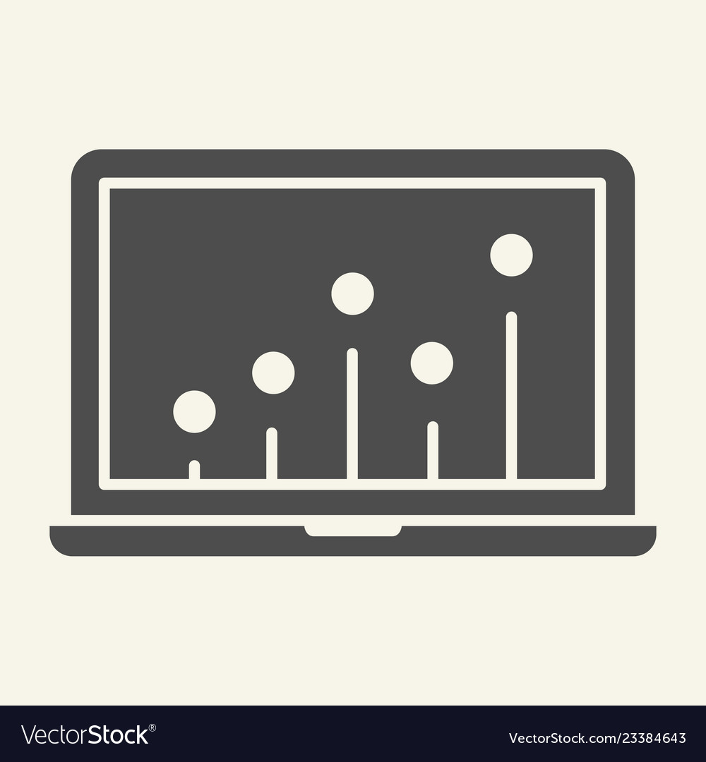 Seo graph solid icon chart on laptop Royalty Free Vector