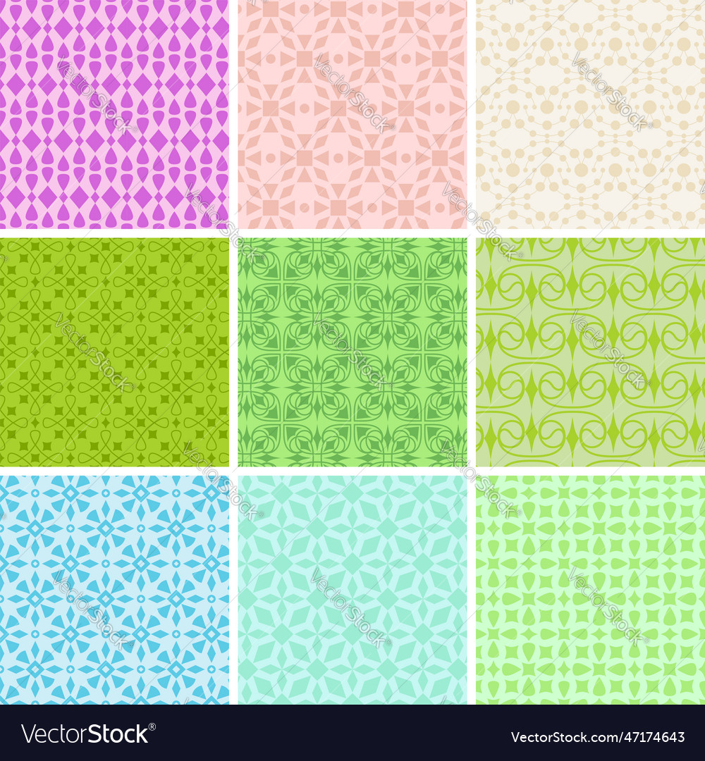 Set of seamless repeating abstract backgrounds Vector Image