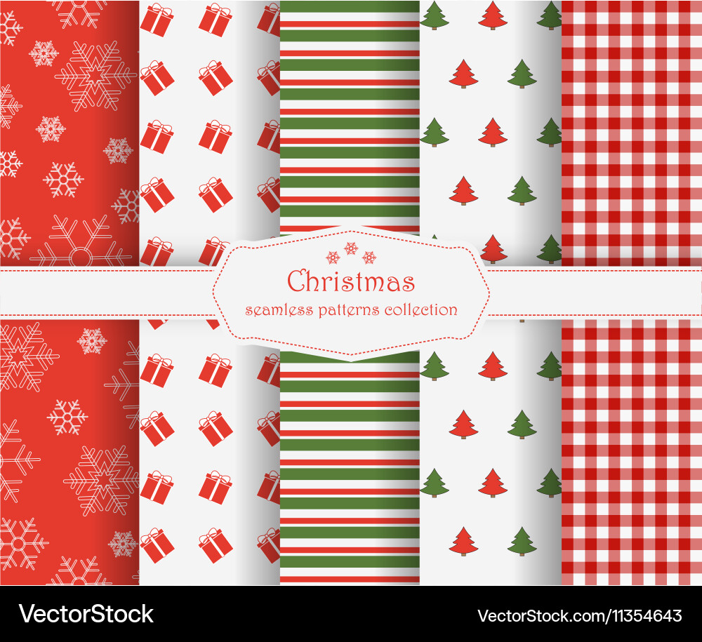 Set of winter holiday seamless patterns Royalty Free Vector
