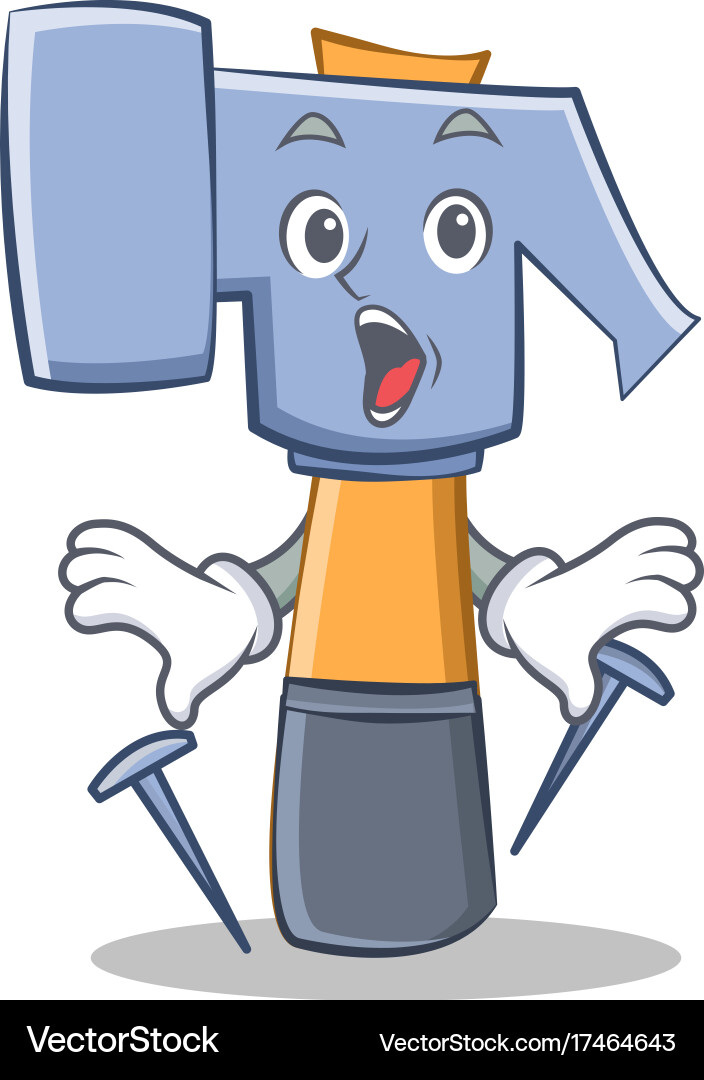 Surprised hammer character cartoon emoticon Vector Image
