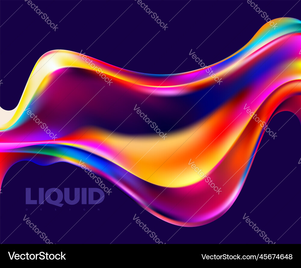 Abstract 3d liquid holographic shape colorful Vector Image
