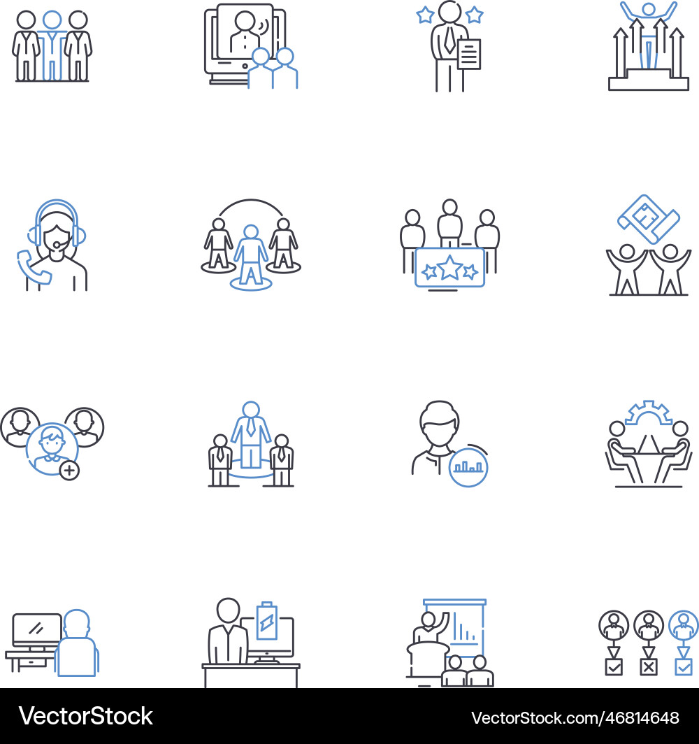 Administrative oversight line icons collection Vector Image