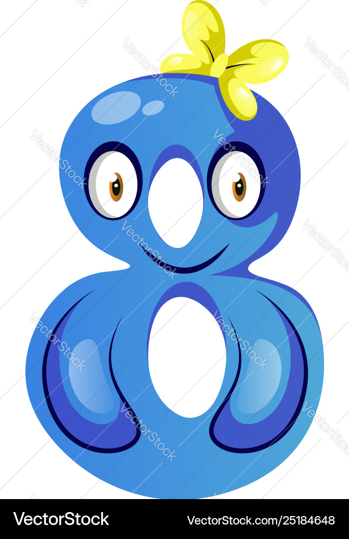 Blue monster in number eight shape on white Vector Image
