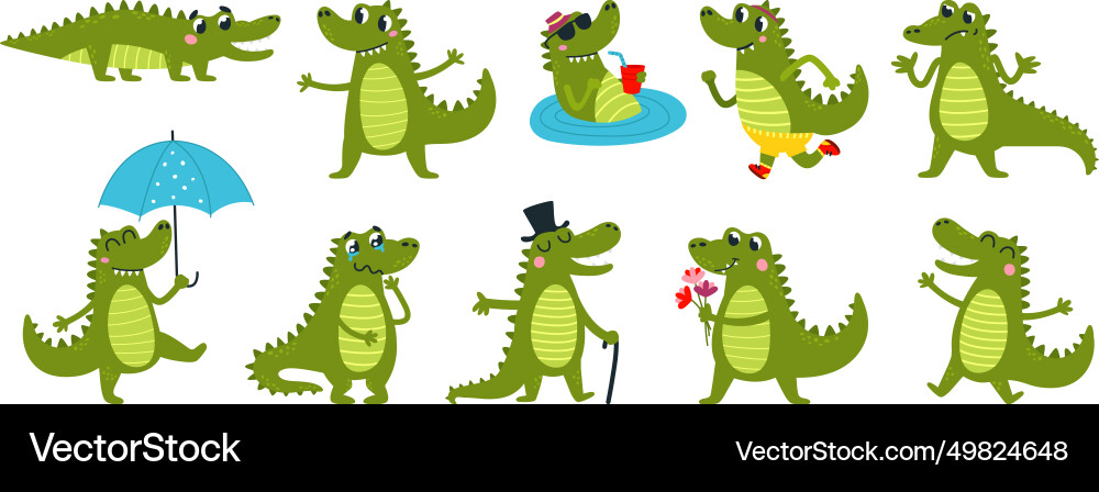 Cartoon crocodiles funny crocodile Royalty Free Vector Image