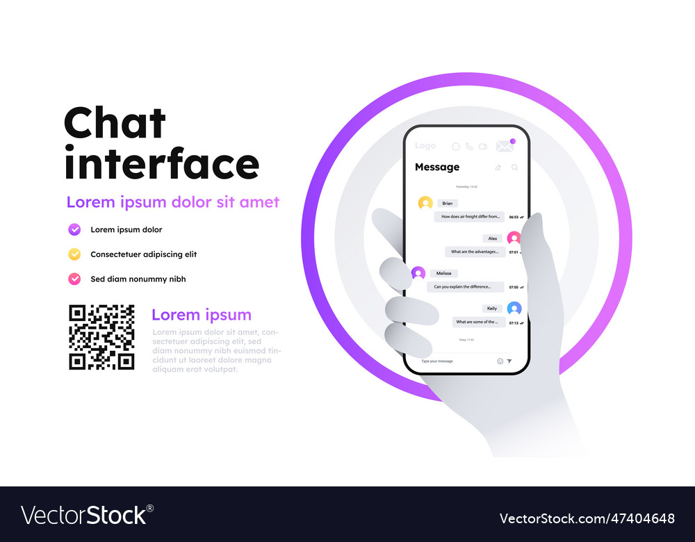 Chat interface concept Royalty Free Vector Image