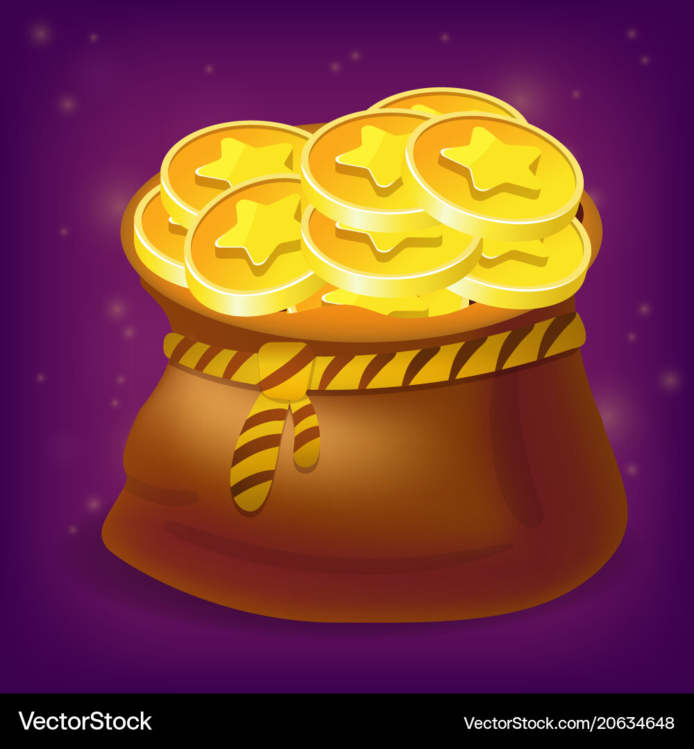Cloth bag with golden coins Royalty Free Vector Image