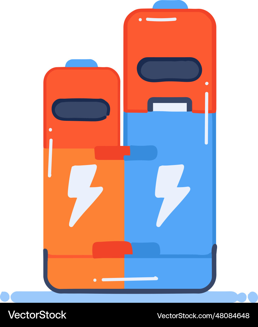 Hand drawn energy storage battery in flat style Vector Image