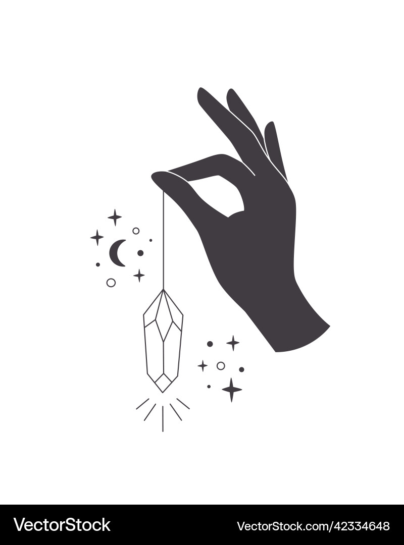 Hand with celestial mystical symbols Royalty Free Vector