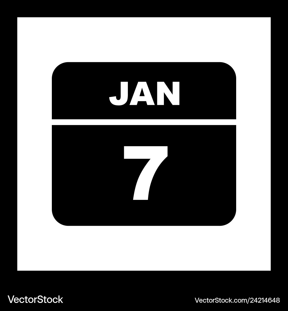 January 7th date on a single day calendar Vector Image