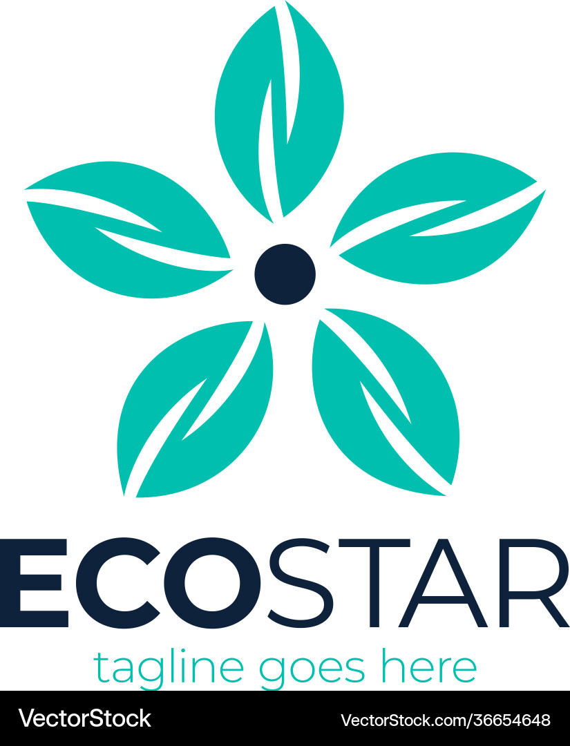 Leaf green star icon logo design template green Vector Image