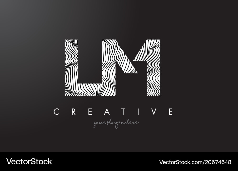 Lm l m letter logo with zebra lines texture Vector Image