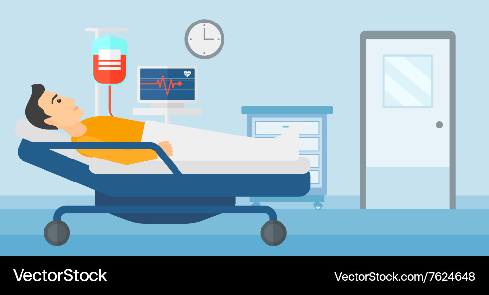 Patient lying in hospital bed Royalty Free Vector Image