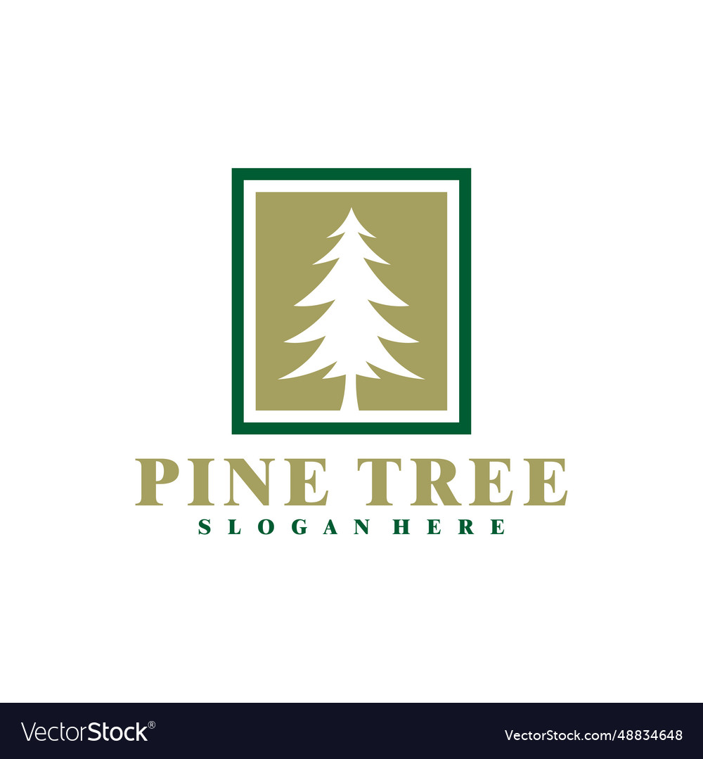 Pine tree logo design creative Royalty Free Vector Image