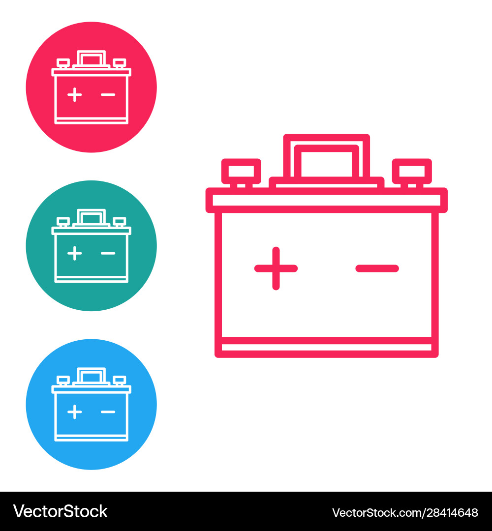 Red line car battery icon isolated on white Vector Image