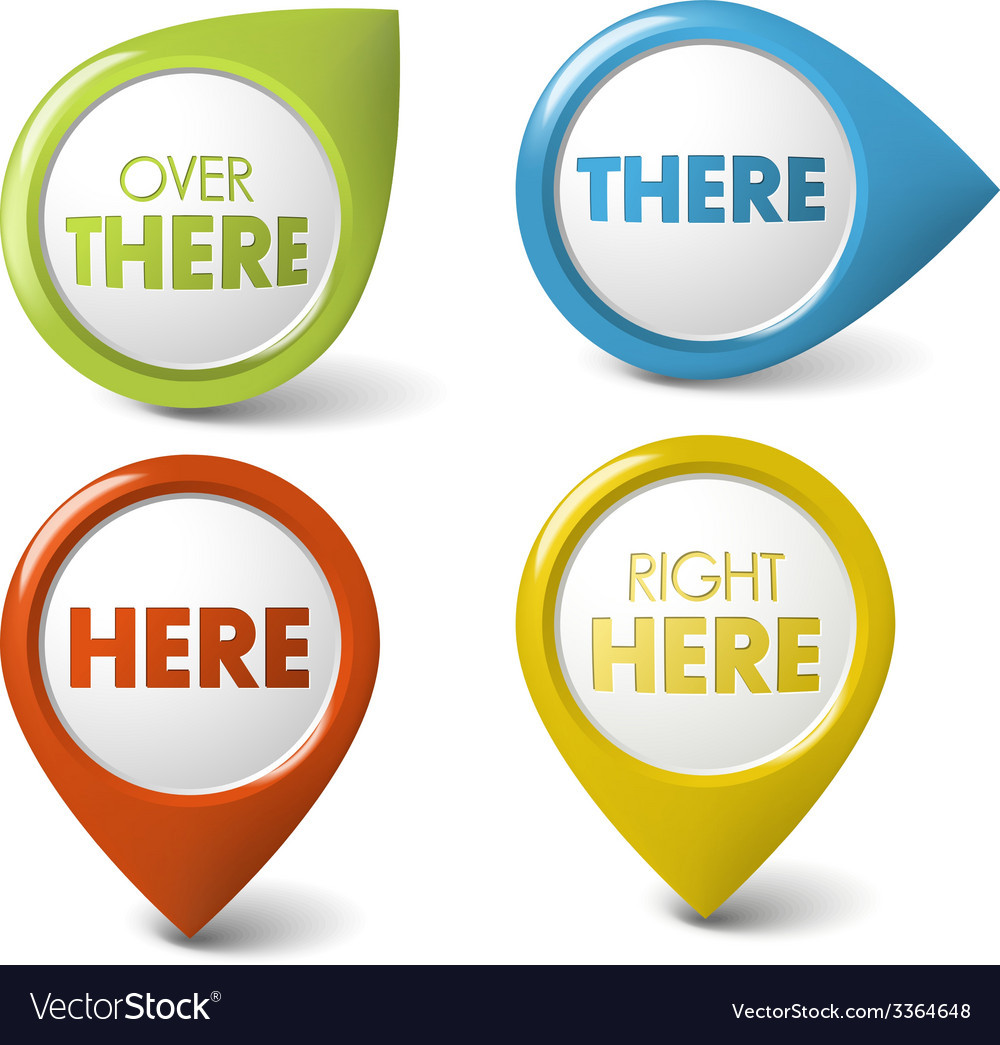 Round 3d here there pointer Royalty Free Vector Image