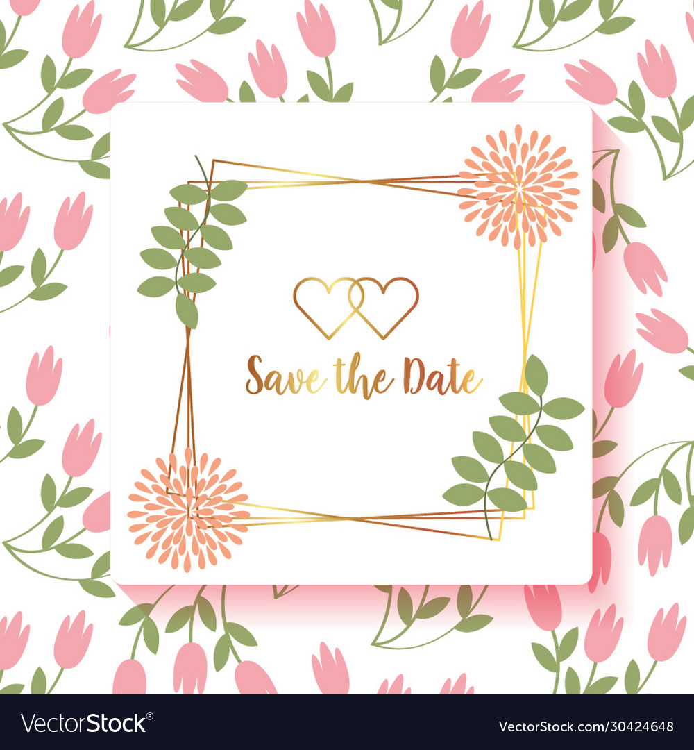 Save date square frame Royalty Free Vector Image