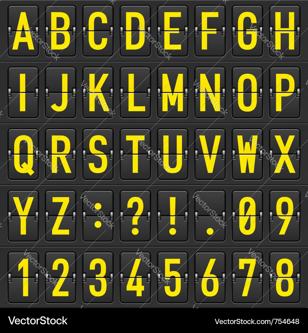 Set of letters on a mechanical timetable Vector Image