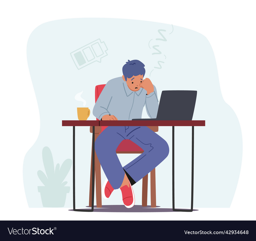 Stress professional burnout concept with tired Vector Image