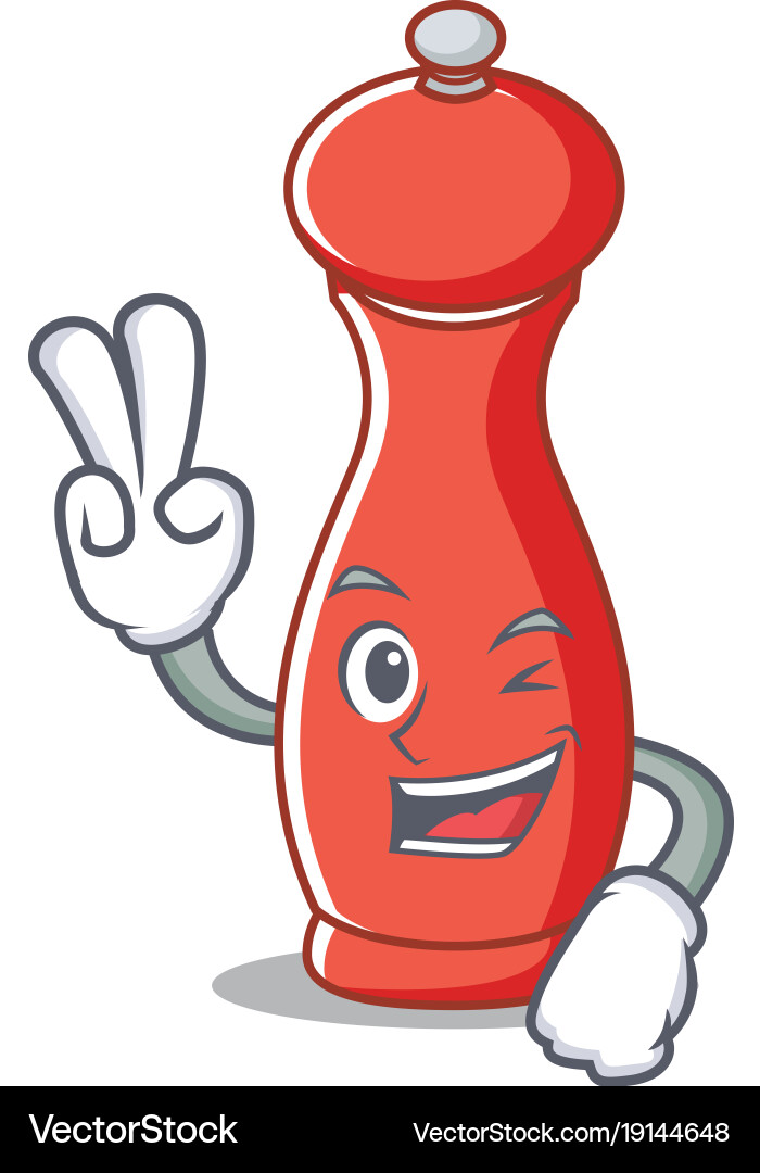 Two finger pepper mill character cartoon Vector Image