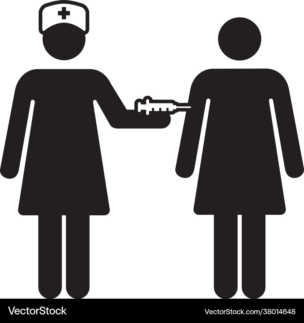 Vaccination icon with vaccine injection syringe Vector Image
