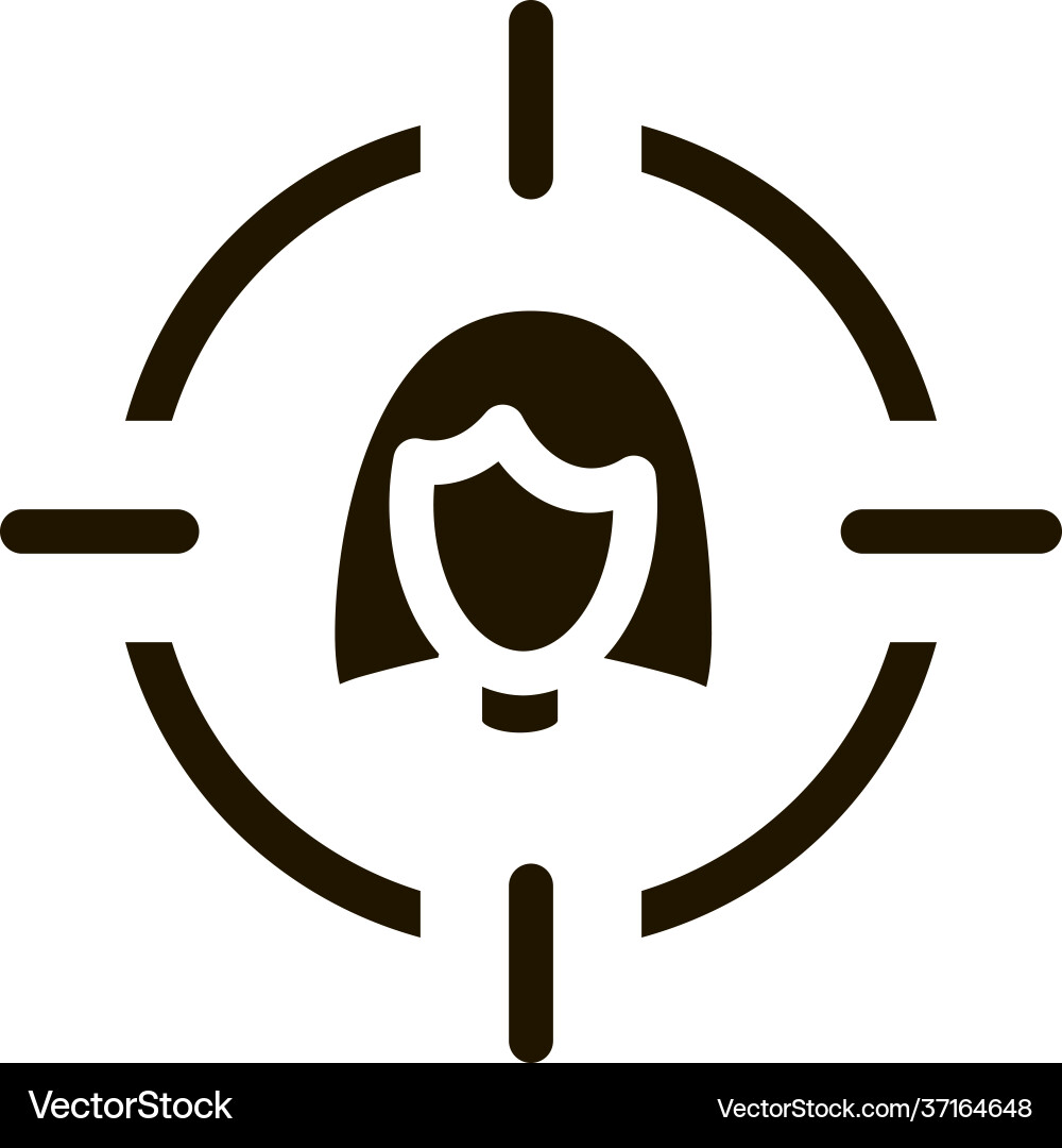 Woman in target aim icon glyph Royalty Free Vector Image
