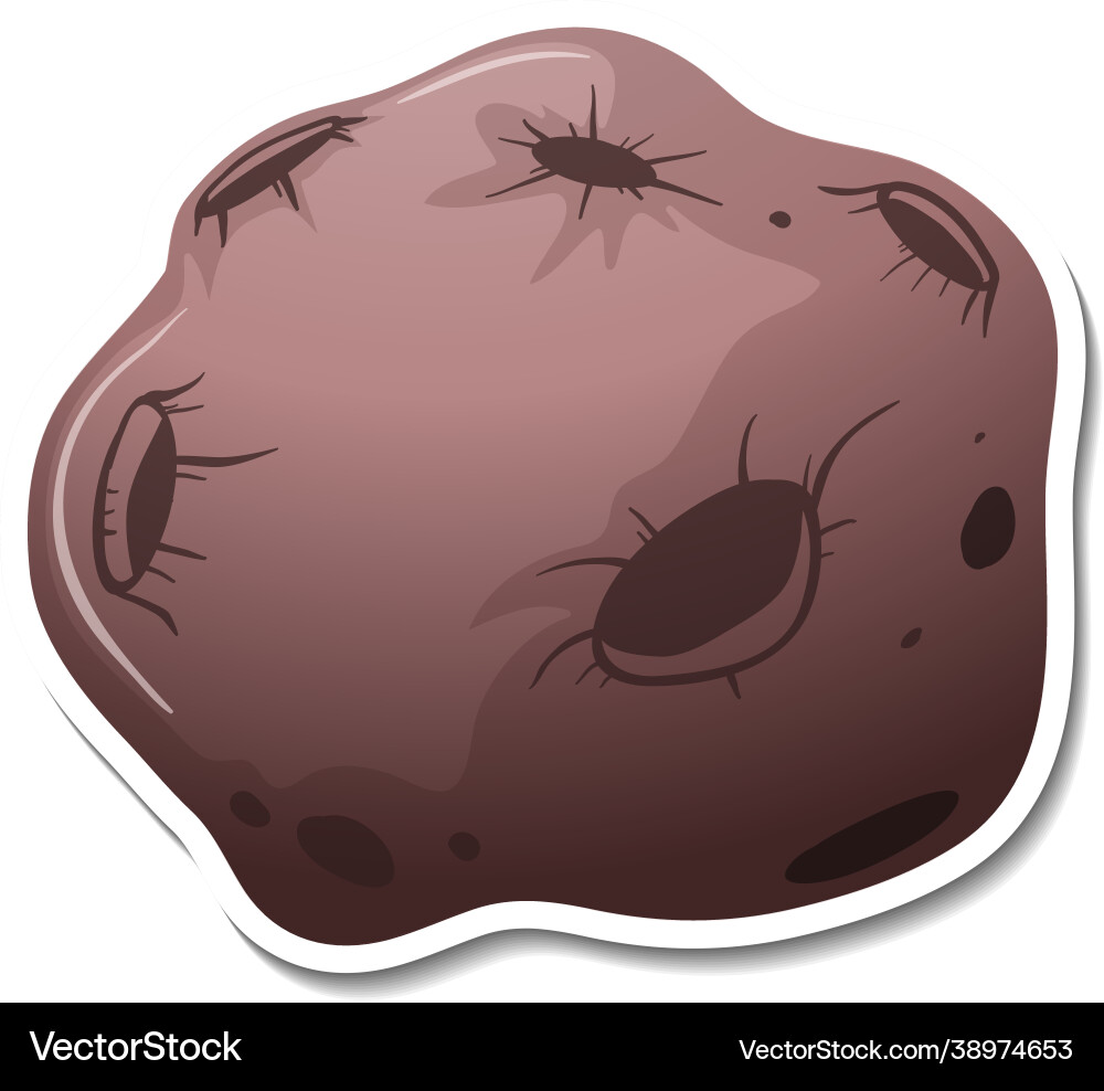 A sticker template with meteorite in cartoon Vector Image