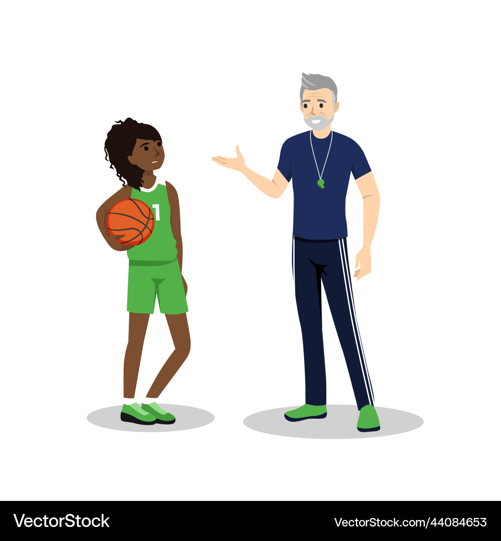 Basketball coach and his athlete communicating Vector Image